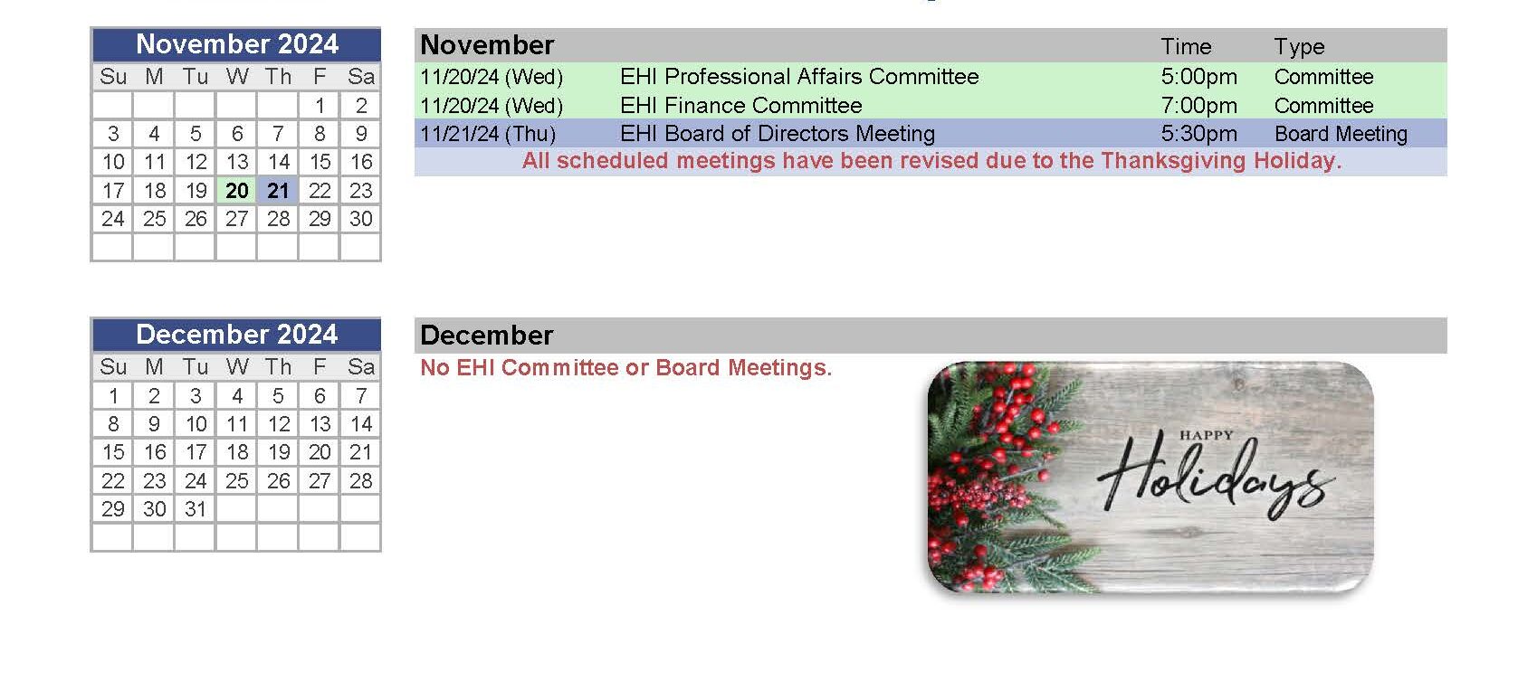 Monthly Board of Directors' Meetings - Effingham Health System
